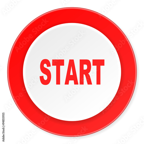 "start red circle 3d modern design flat icon on white background" Stock ...