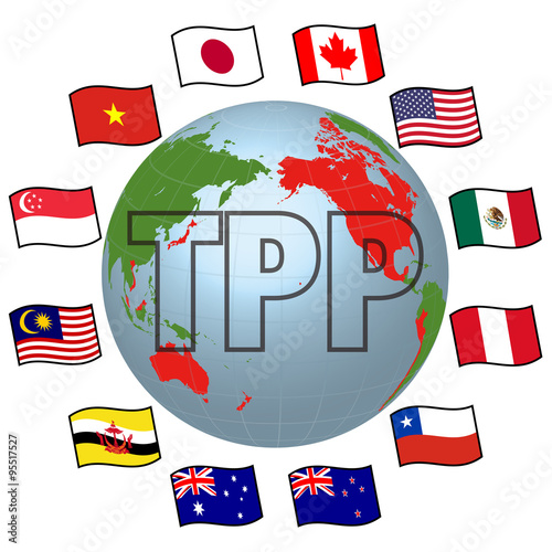 "TPP(Trans pacific partnership) and Negotiating countrie's flags ...