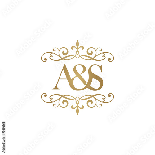 "A&S Initial logo. Ornament ampersand monogram golden logo" Stock image ...