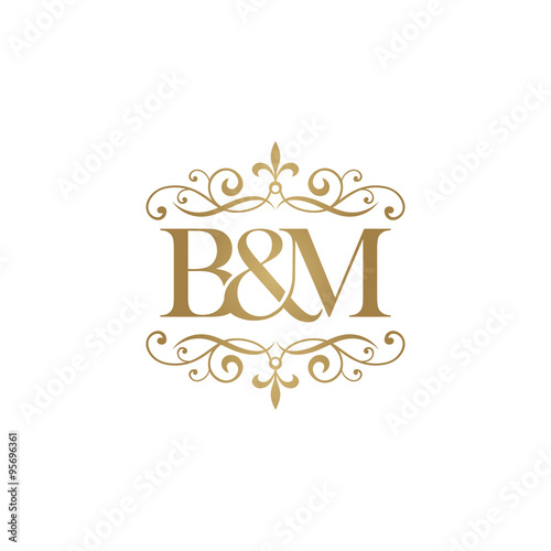 "B&M Initial logo. Ornament ampersand monogram golden logo" Stock image ...