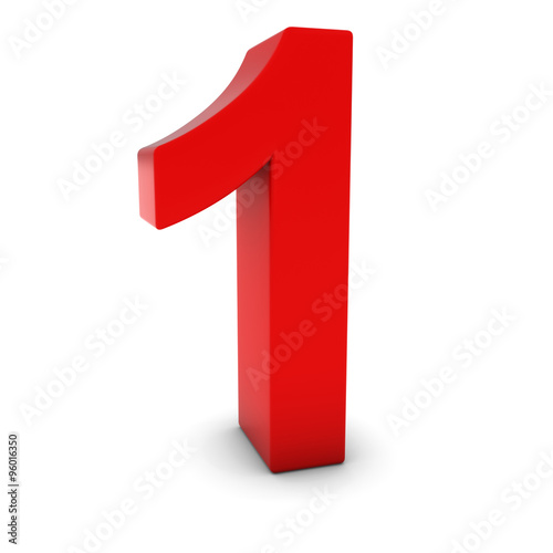 "Red 3D Number One Isolated on white with shadows" Stock photo and ...