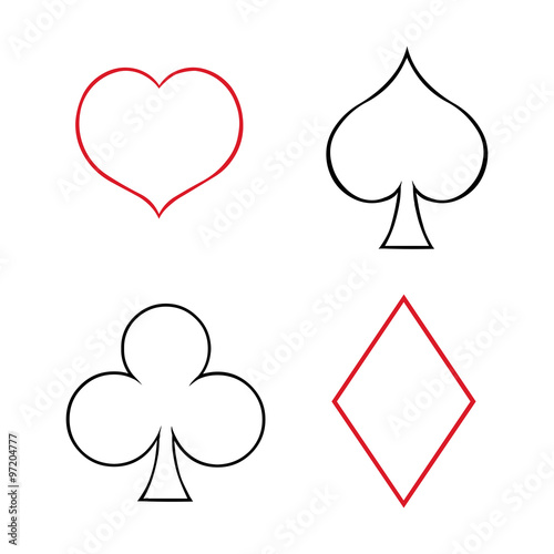 "Vector Set of Line Art Playing Cards Suits Signs" Stock image and ...