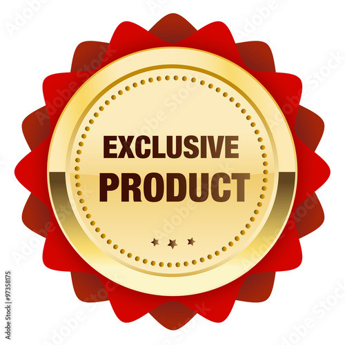 "Exclusive product seal or icon. Glossy golden seal or button with ...