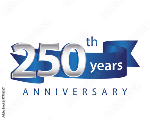 "250 Years Anniversary Logo Blue Ribbon" Stock image and royalty-free ...