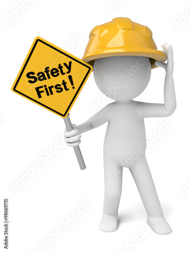 "The 3D guy and a safety warning sign" Stock photo and royalty-free ...