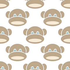 Sewing fabric with vector brown monkeys on white seamless texture for ...