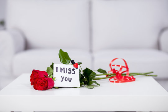 I Miss You With Red Rose