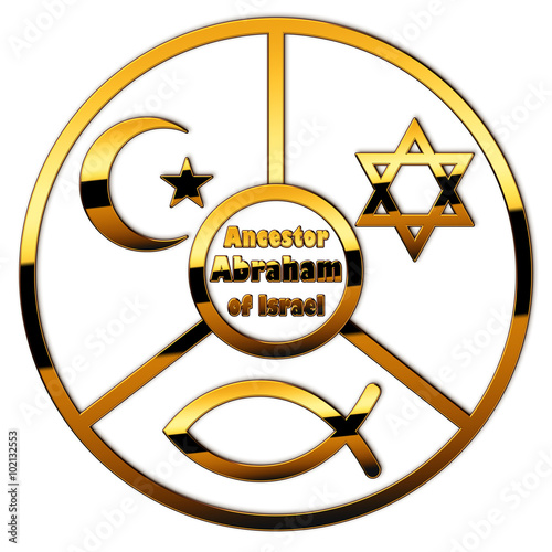 "A circle with Abraham and symbols of Judaism, Islam and Christianity ...
