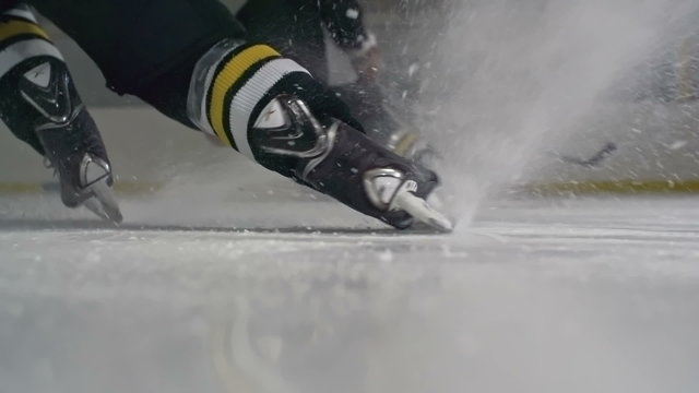 Ice Hockey Skates Stopping