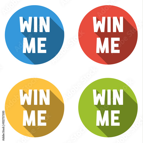 "Collection of 4 colorful icons with Win me text" Stock image and ...