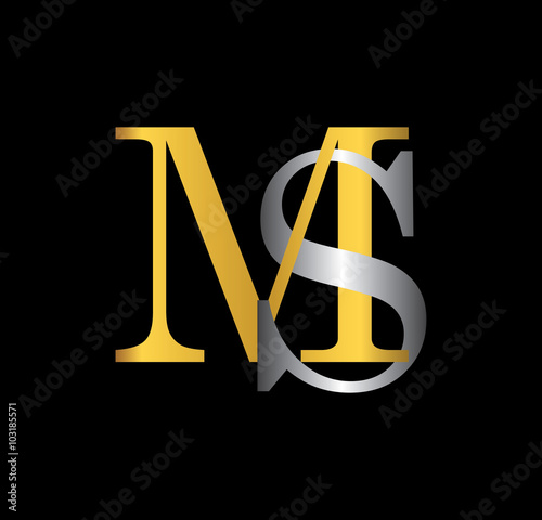 "MS initial letter with gold and silver" Stock image and royalty-free ...