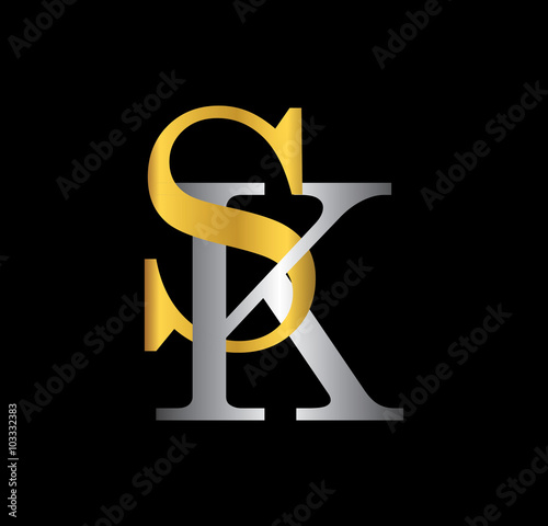 "SK initial letter with gold and silver" Stock image and royalty-free ...