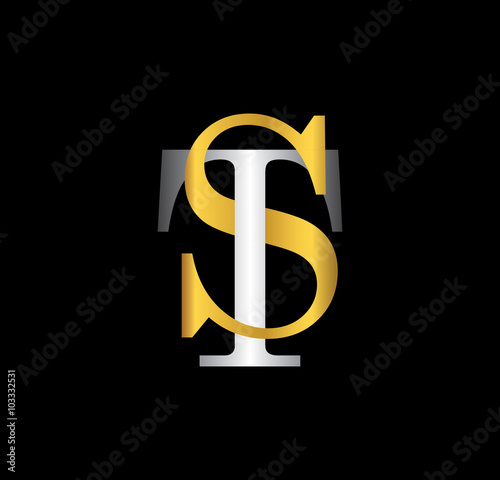 "ST initial letter with gold and silver" Stock image and royalty-free ...