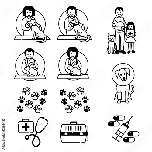 "Pet animal vet care in black outline" Stock image and royalty-free ...