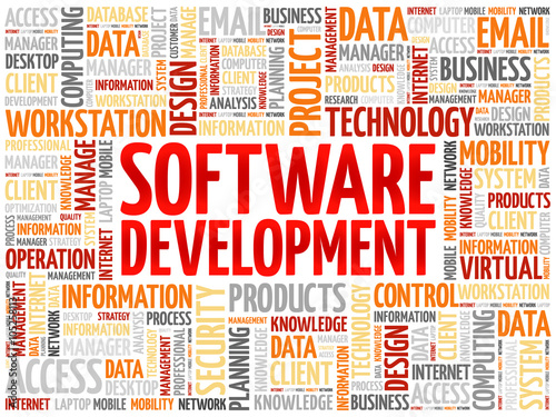 "Software development word cloud concept" Stock image and royalty-free ...