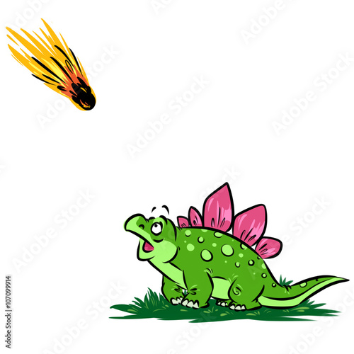 "Dinosaur extinction version meteorite cartoon illustration animal ...