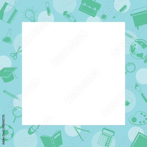 "School Supplies Icons On Border, Back to school, Educational ...