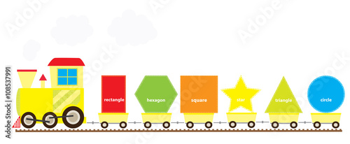 "learning train with set of basic geometric shapes " Stock image and ...