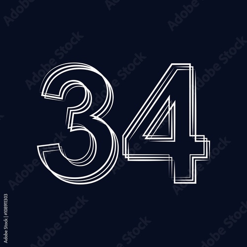 "number 34 outline stroke" Imagens e vetores de stock Royalty Free no ...