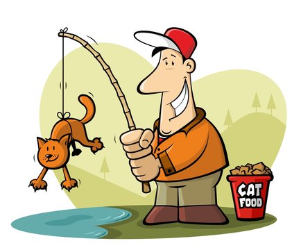 Cartoon Fisherman Fishing