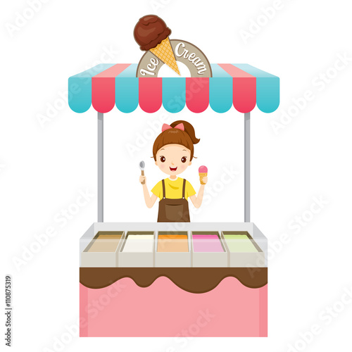 "Girl With Ice Cream Shop, Summer, Frozen Food, Eating, Icy" Stockfotos ...