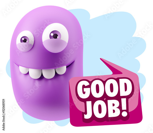 "3d Rendering Smile Character Emoticon Expression saying Good Job ...