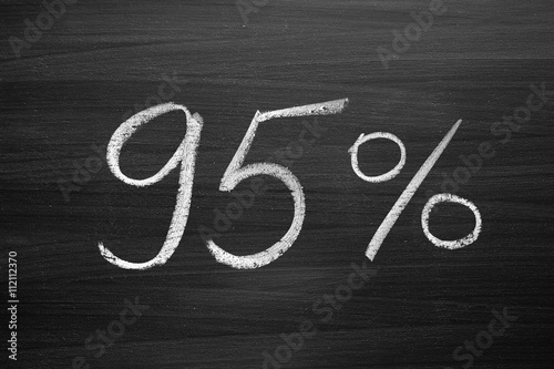 "95 percent header written with a chalk on the blackboard" Stock photo ...