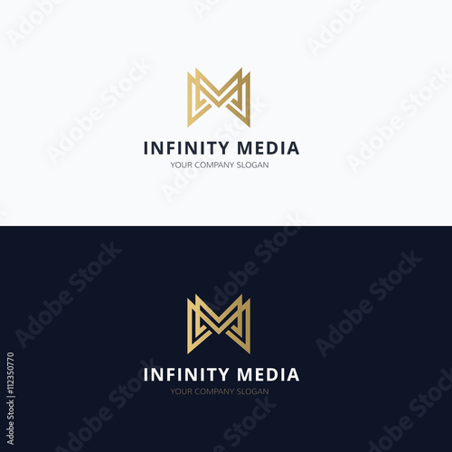 "Infinity media M letter vector logo template." Imagens e vetores de ...