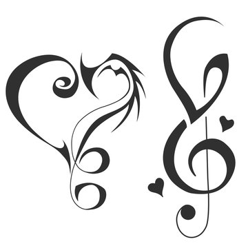 Tribal Treble Clef Heart