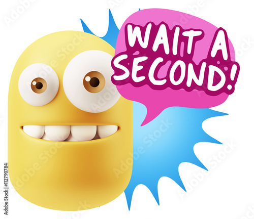 "3d Illustration Laughing Character Emoji Expression saying Wait ...