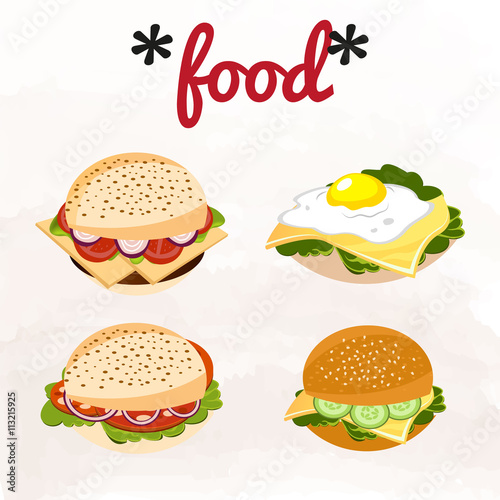 "Belegte Brötchen Sammlung Set Vektor" Stockfotos und lizenzfreie ...