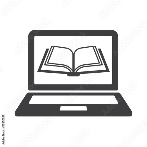 "Book icon coming out of laptop screen concept for ebooks" Stock image ...