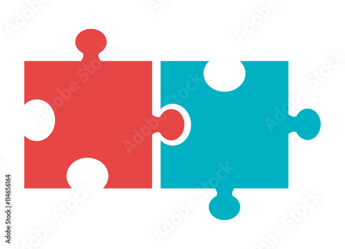 "red and blue puzzle pieces over isolated background, vector ...