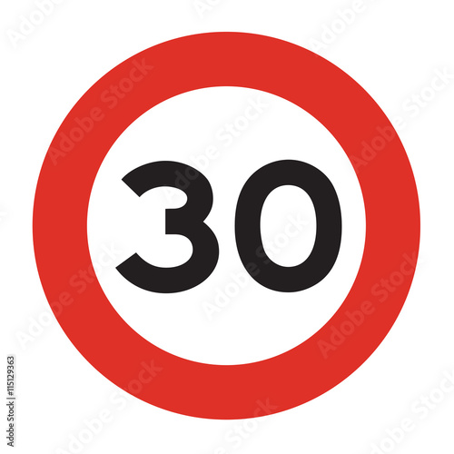 "Speed Limit Sign. Speed limit 30 icon. Isolated illustration of circle ...