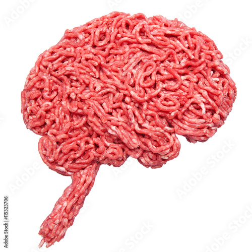 "Shape of a brain made out of minced meat isolated on white" Immagini e ...