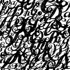 Sewing fabric with Calligraphy alphabet typeset lettering. Seamless ...