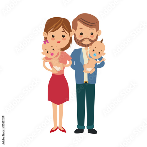 "Family cartoon concept represented by parents and baby icon. Isolated ...