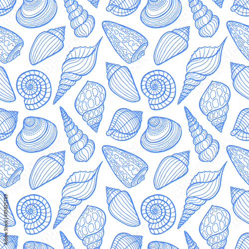 "seamless sketch blue seashells" Stock image and royalty-free vector ...