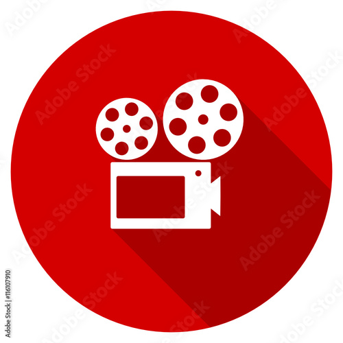 "Flat design red round movie vector icon" Stock image and royalty-free ...