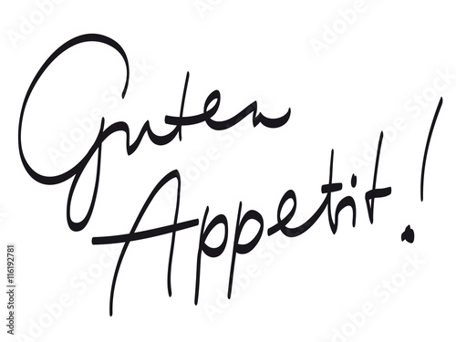 "Handschrift: „Guten Appetit!“ / schwarz-weiß, Vektor, freigestellt ...