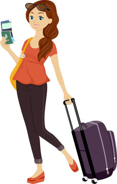 Woman Traveling Clipart