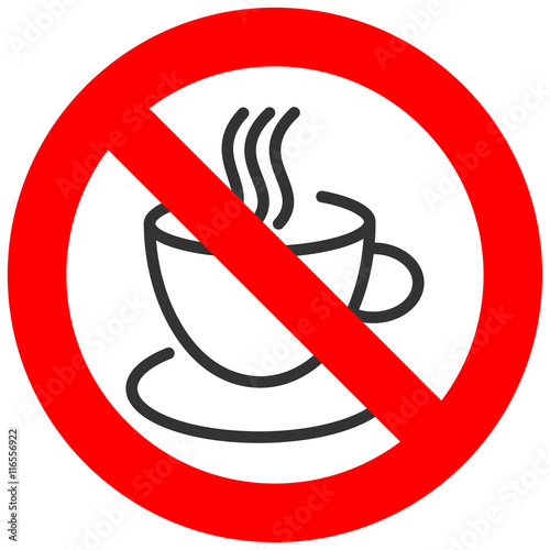 "Forbidden sign with coffee or tea cup icon isolated on white ...