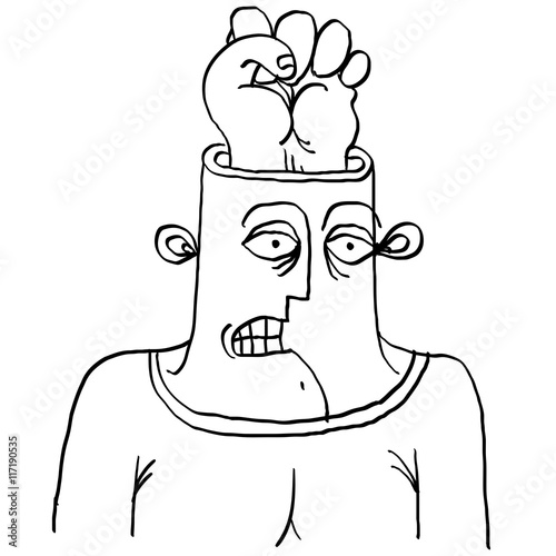 "Anger concept, aggression idea. Hand-drawn illustration of a wei ...