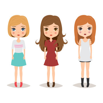 Cartoon Teenage Girl With Brown Hair