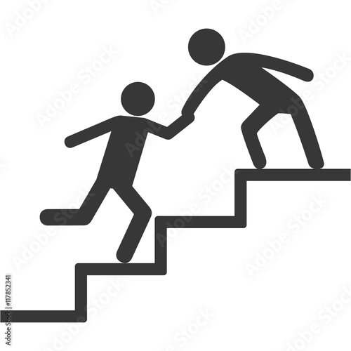 "pictogram stairs human help support icon. Isolated and flat ...