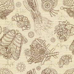 Sewing fabric with Seamless textured background with body parts and ...