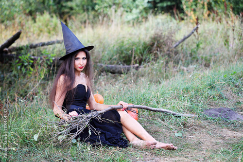 "witch sitting with a broom" Stock photo and royalty-free images on ...