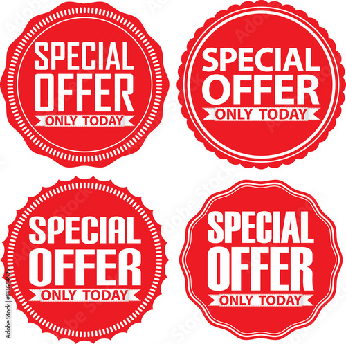 "Special offer only today red signs set, vector illustration" Stock ...