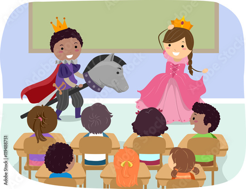 "Stickman Kids Class Role Play" Stock image and royalty-free vector ...