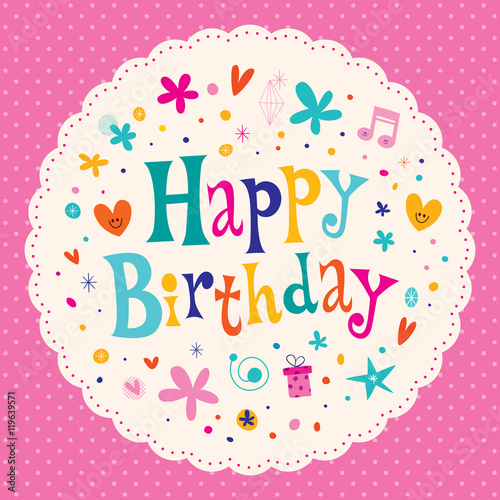 "Happy Birthday card round design" Stock image and royalty-free vector ...